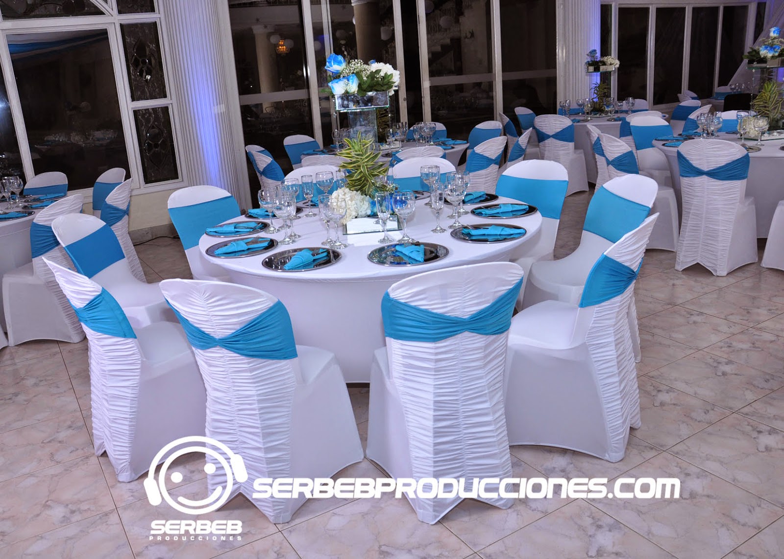 15 Años: Decoración 15 Años Azul & Blanco, Salón de Eventos Capello