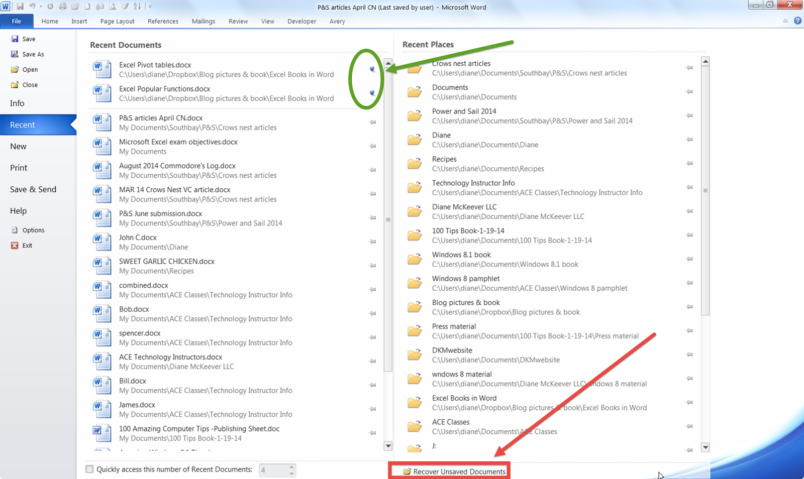 100 Amazing Computer Tips: Amazing Tips - Recovering Unsaved Documents