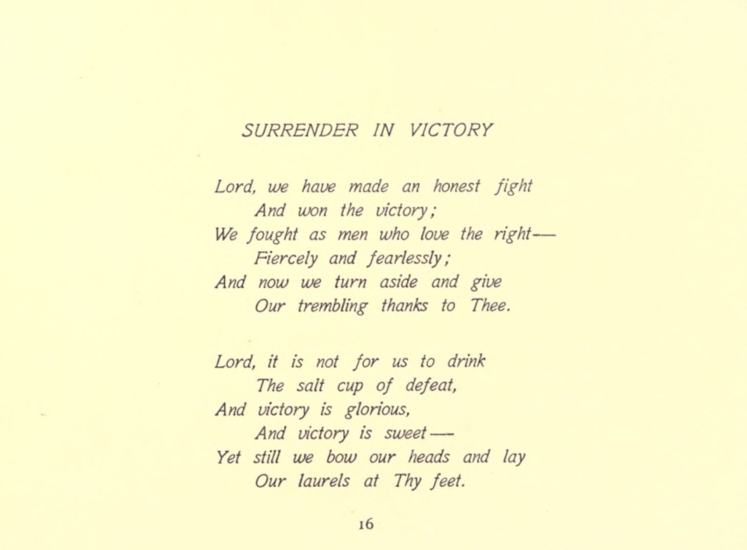 “Surrender in Victory” | Ella Higginson