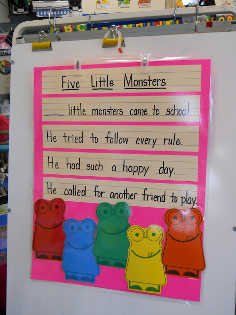 Mrs. Greene's Kindergarten Korner: Five Little Monsters Came to School