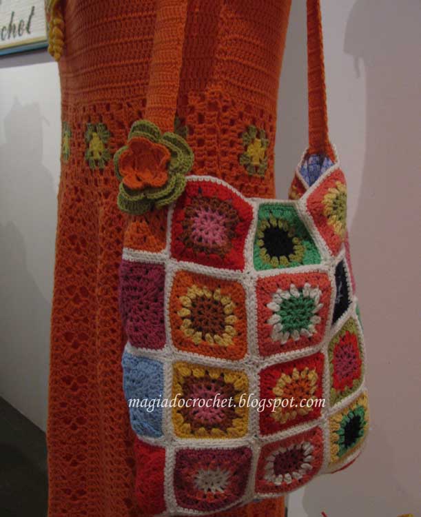 Magia do Crochet: Mala/ saco em crochet - fotos da exposição
