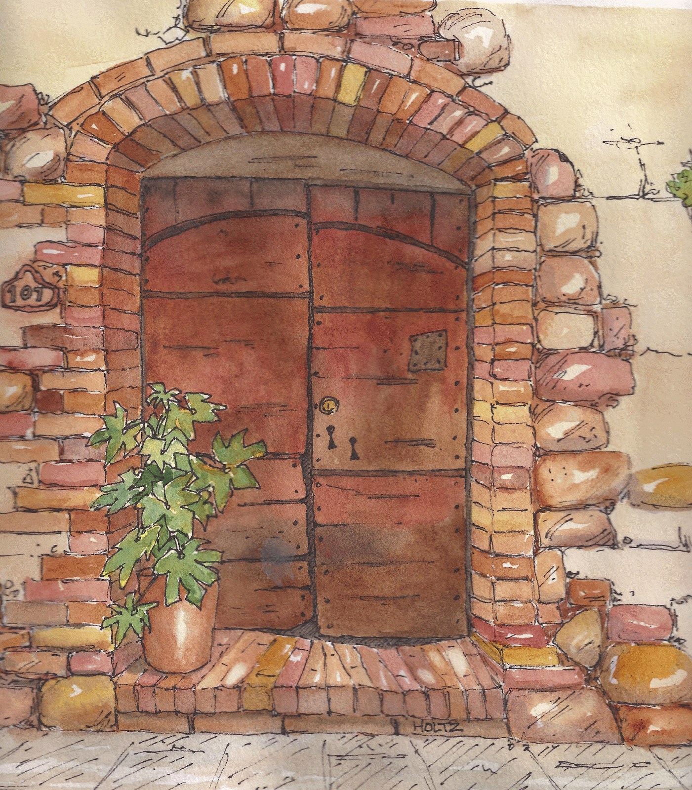 Nancy Holtz's Squiggly Lines: Partial view of a square 9"x9" ink ...