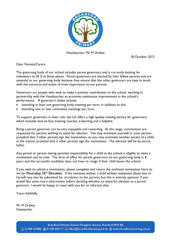 Broadford Primary: Parent Governor Elections - Forms Attached