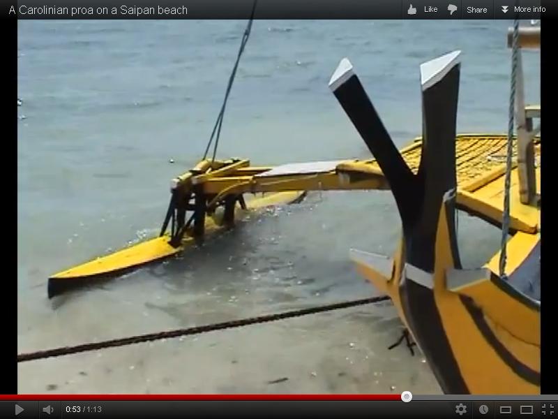 Proa Sailing: A Carolinian proa on a Saipan beach
