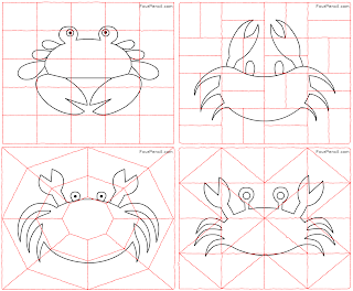 Four grid: Free printable Crab grid line drawing worksheet/activity for ...