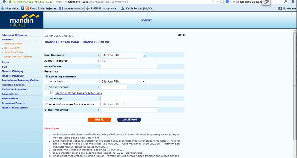 Mata Hati: Cara Transfer Dengan Token Bank Mandiri