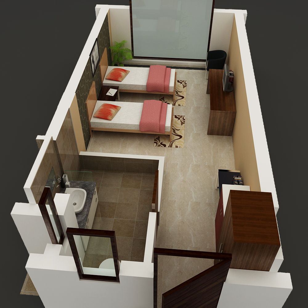 3D Visualization : Hostel isometric plan