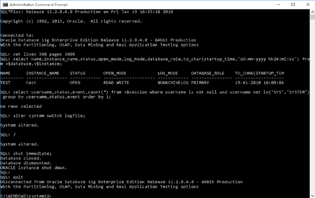 How to stop and start Oracle Services on Windows Server