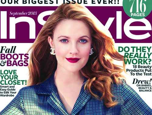 Drew Barrymore, portada de InStyle para Septiembre - ActorsZone