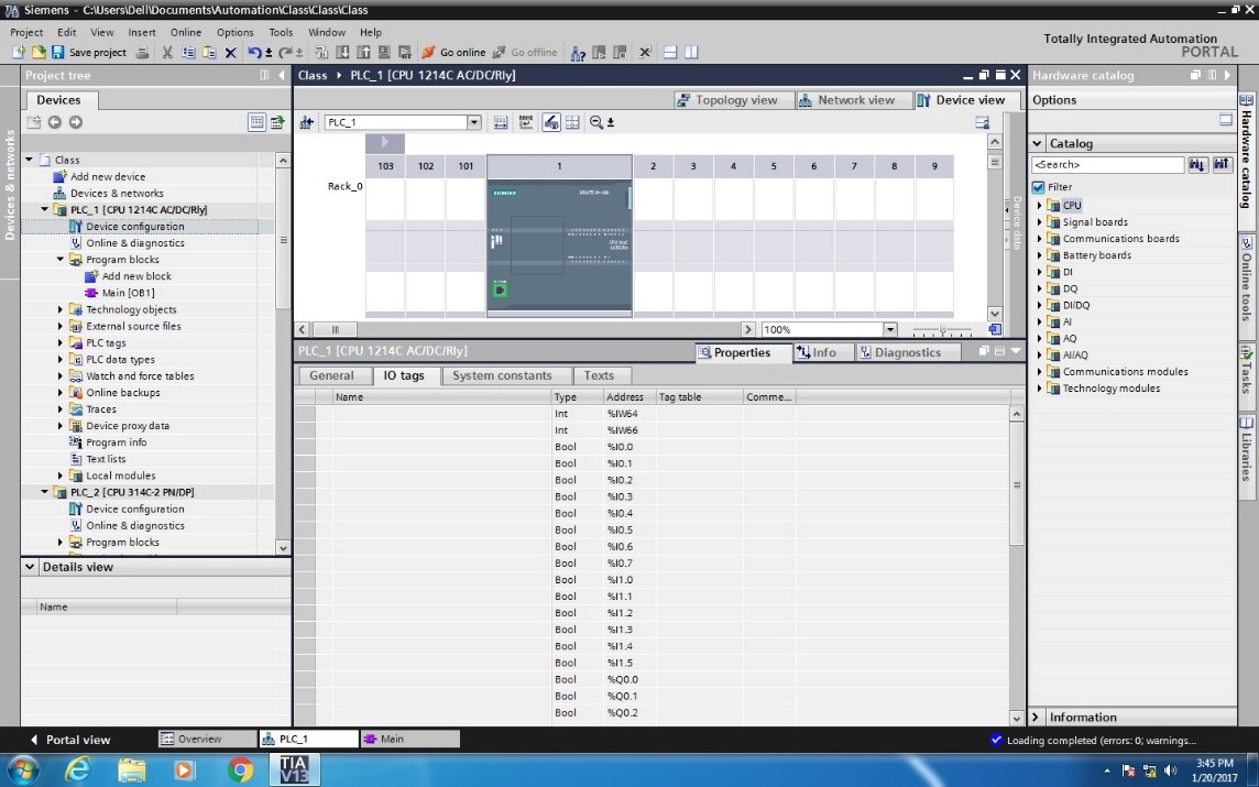 Siemens S7PLC configuration in TIA Portal Software