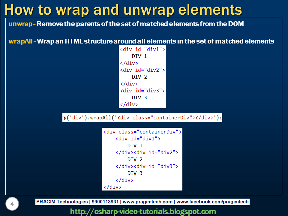Sql Server Net And C Video Tutorial Jquery Wrap Elements