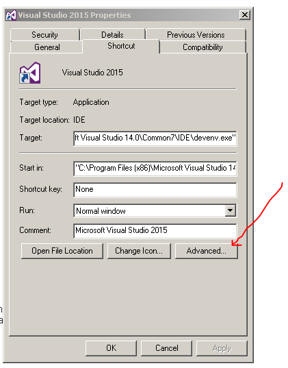 Srinivas Blog : How to Force Visual studio to run always in ...