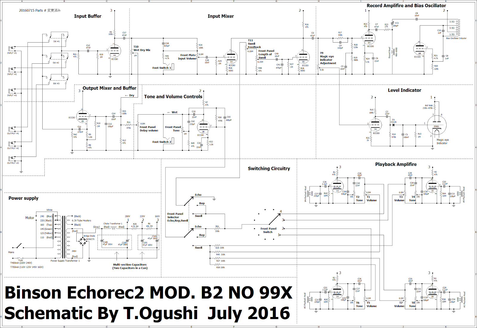 おじんHardRocker : Binson Echorec 2 MOD. B2 Schematic 16
