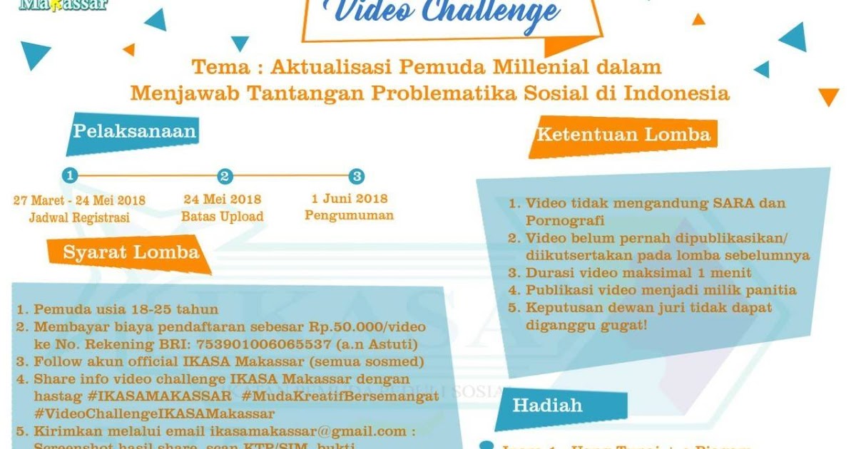 Lomba Video Challenge Nasional 2018 dari IKASA Makassar - Info Lomba ...