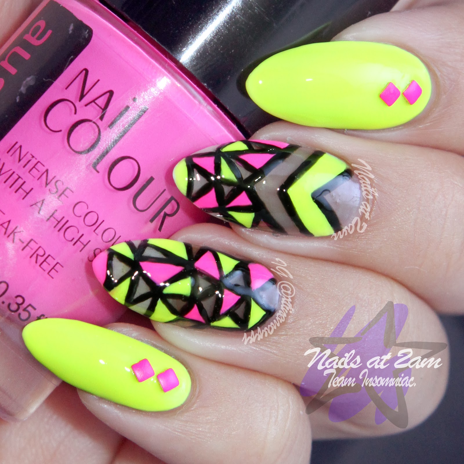 Nails At 2am: NOTD: Neon Cut-Outs