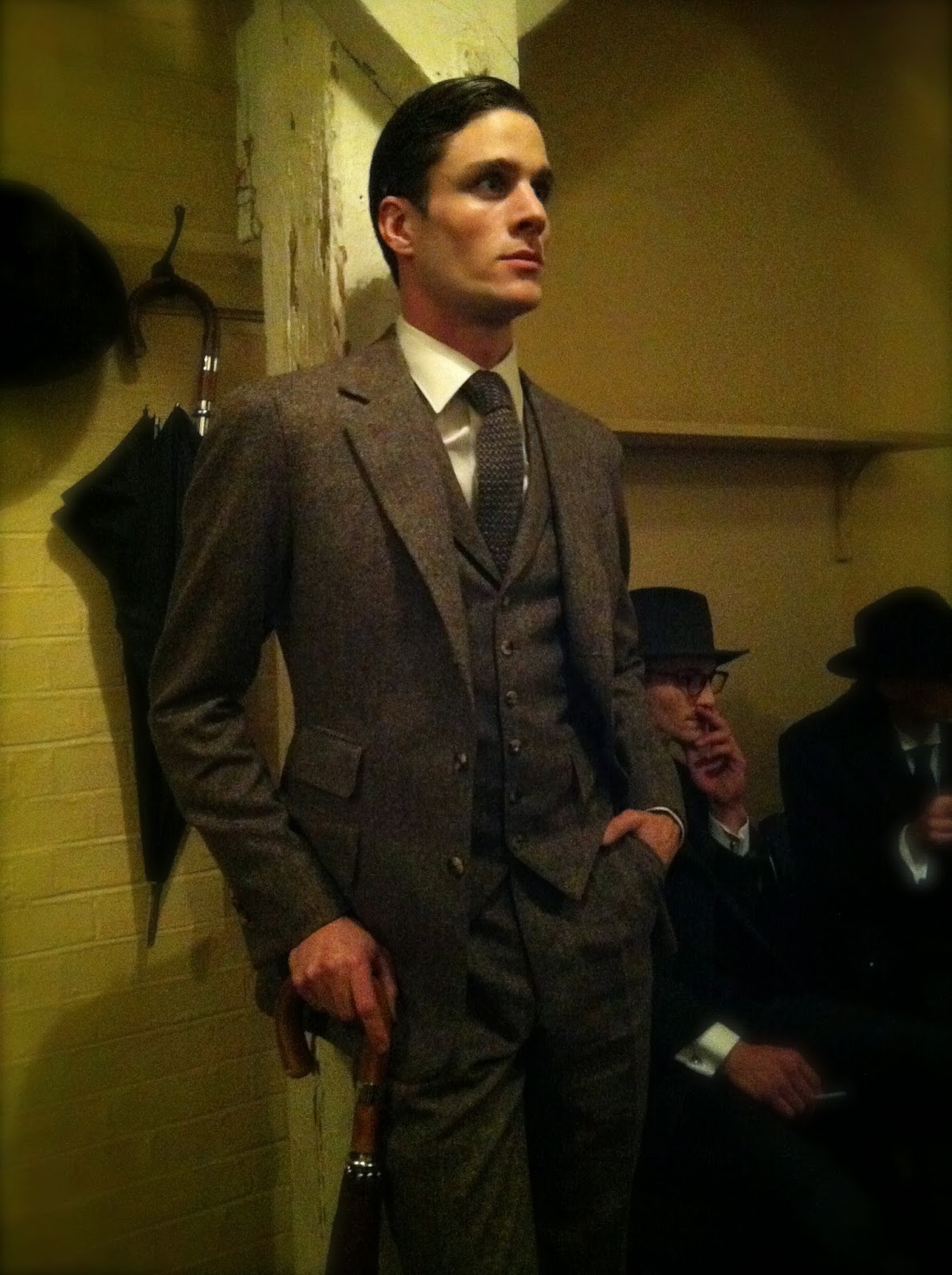 DAVIDE TAUB: Mid-Grey Herringbone Flannel DB 2-Piece Suit w/. High ...