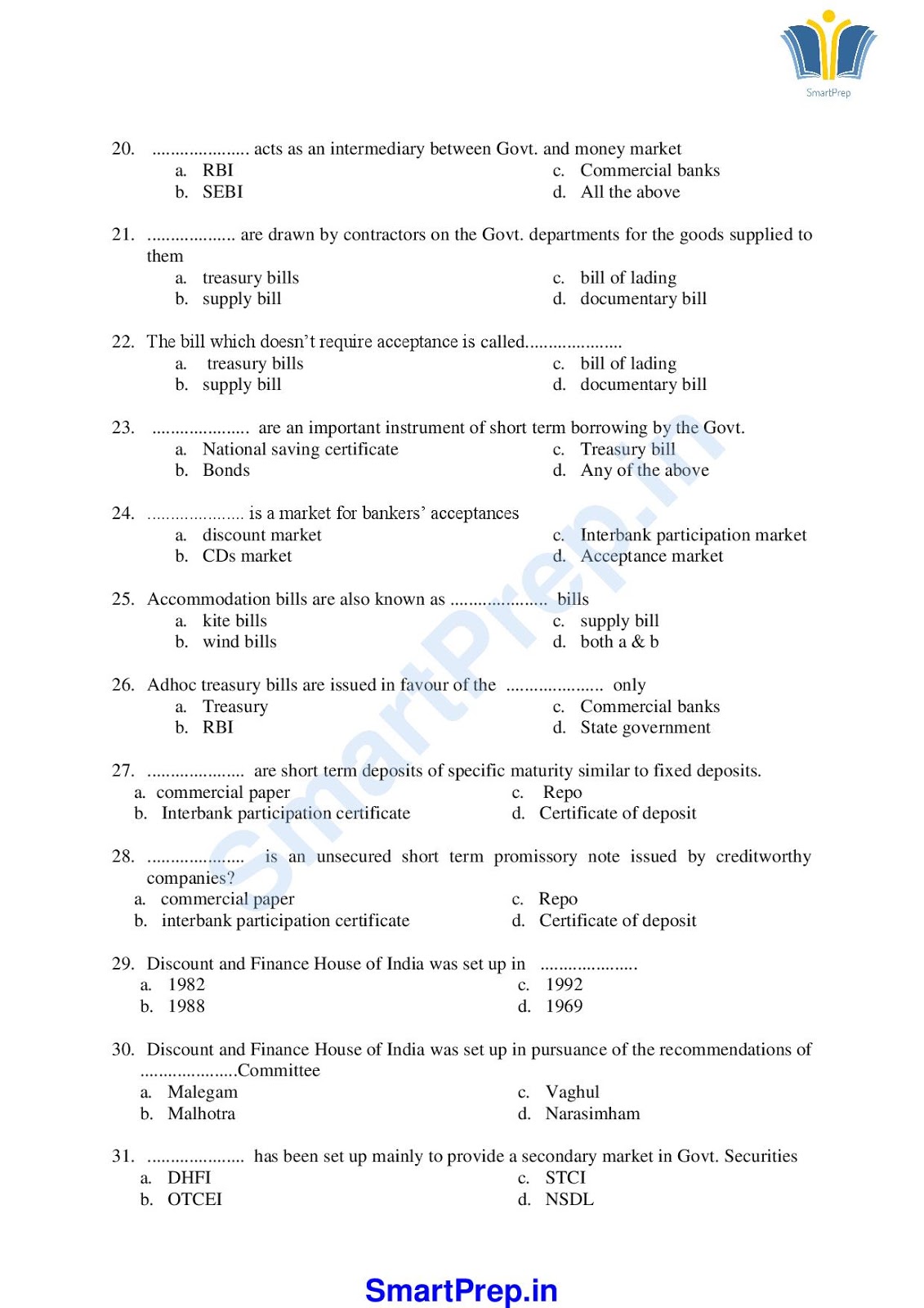 KNOWLEDGE FOR ALL: MCQs INDIAN BANKING AND FINANCIAL SYSTEM FOR ...