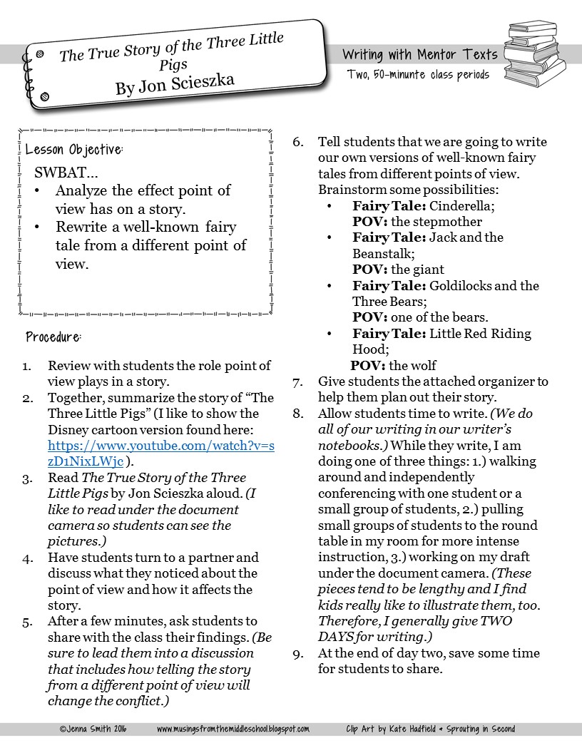 The True Story of the Three Little Pigs by Jon Scieszka - Writing with ...