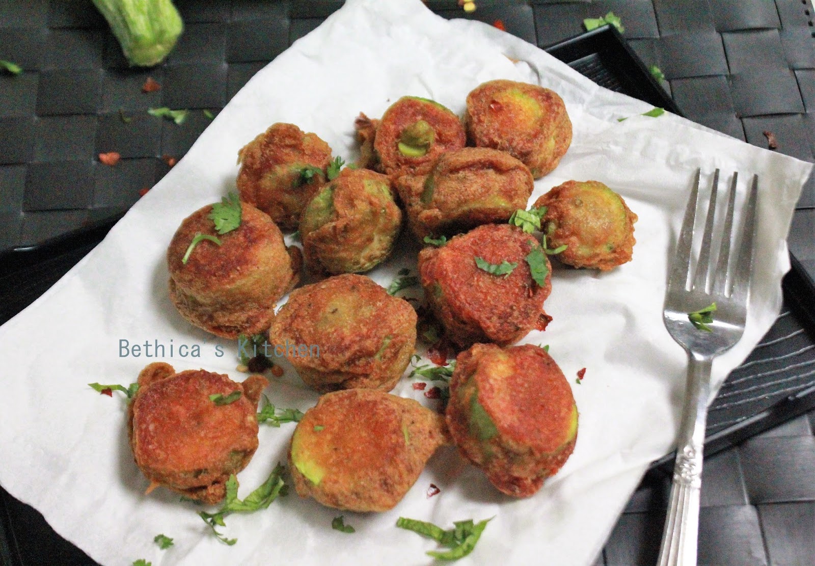 Bethica's Kitchen Flavours: Batter Fried Stuffed Baby Marrow