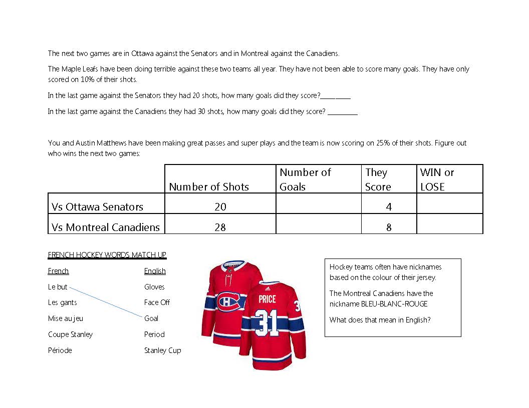The Place Under The Pine: HOCKEY THEMED WORKSHEET FOR MATH AND GEOGRAPHY
