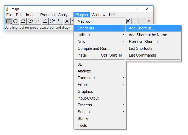 My Imagej Add Shortcut เมนูกำหนดปุ่มคู่กับเมนูที่มีอยู่ในโปรแกรม Imagej