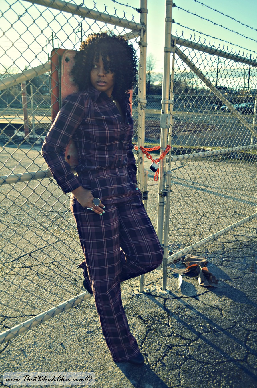 My Purple Plaid Pant Suit! [DIY Sewing & Pattern Review] | That Black Chic