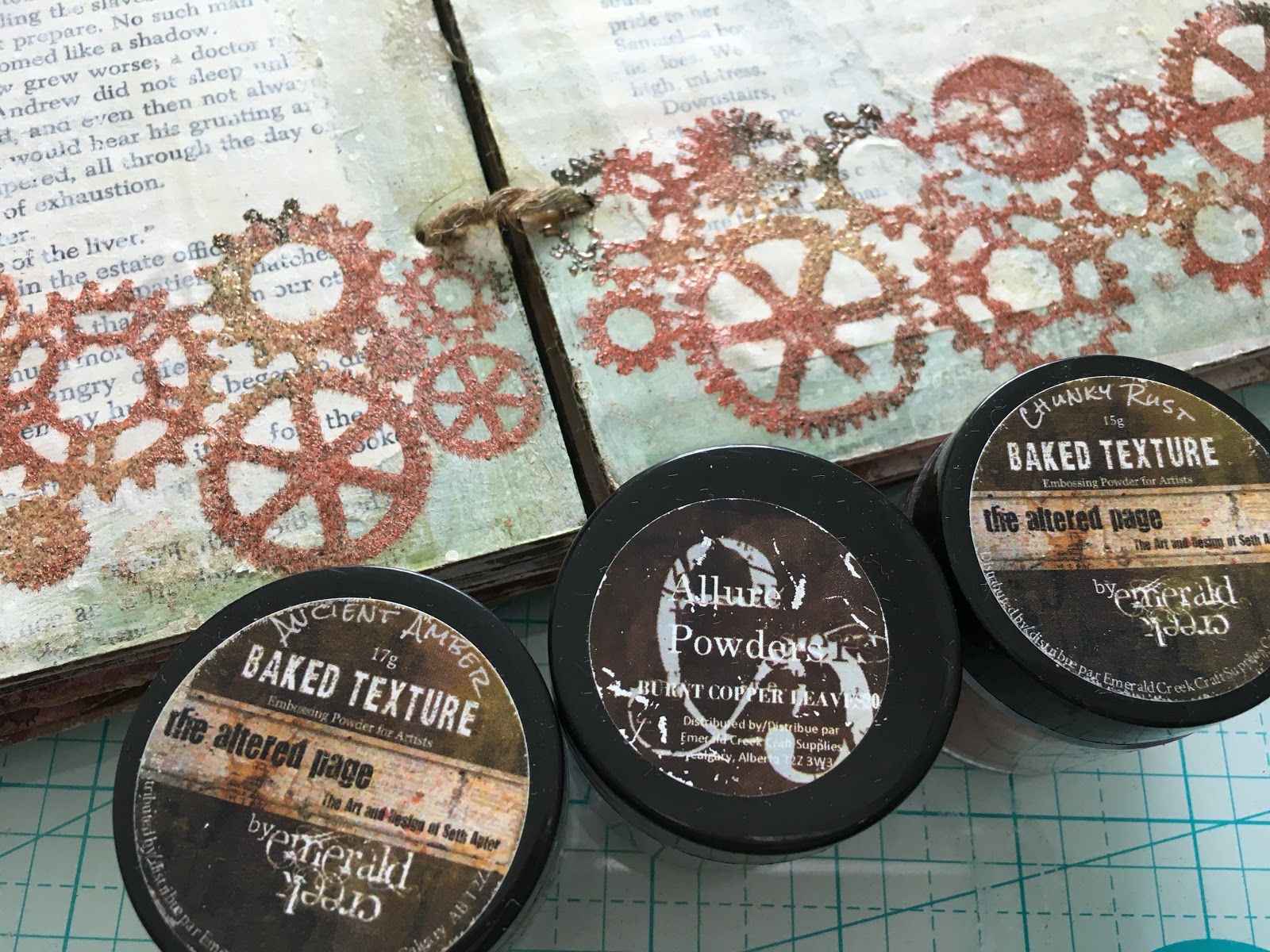 SewPaperPaint: Darkroom Door Seampunk Cogs Cardboard Junk Journal Spread