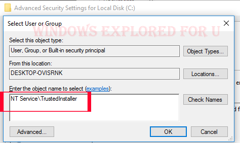 Logeshwaran.org: Restore trusted installer as default Owner in Windows 10