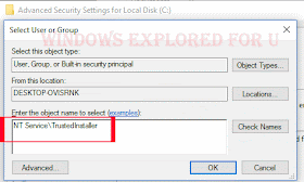 Logeshwaran.org: Restore trusted installer as default Owner in Windows 10