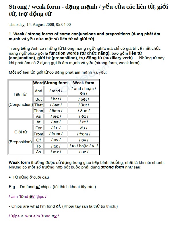 IE project ( improving English): Strong form /weak form trong phát âm ...