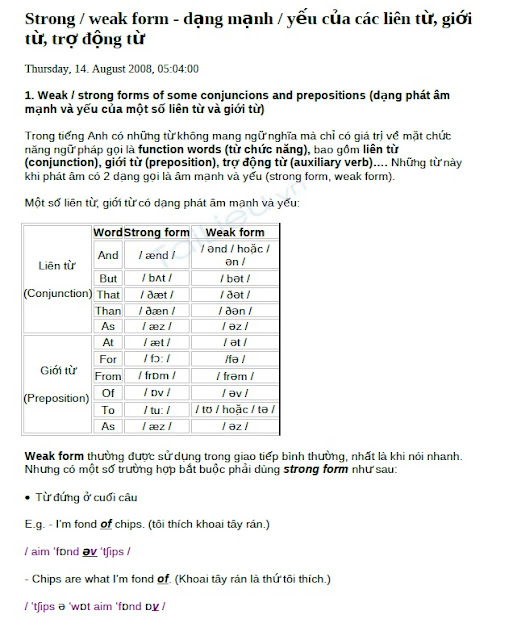IE project ( improving English): Strong form /weak form trong phát âm ...