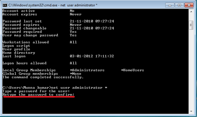 How to change administrator or user password using cmd(command prompt)