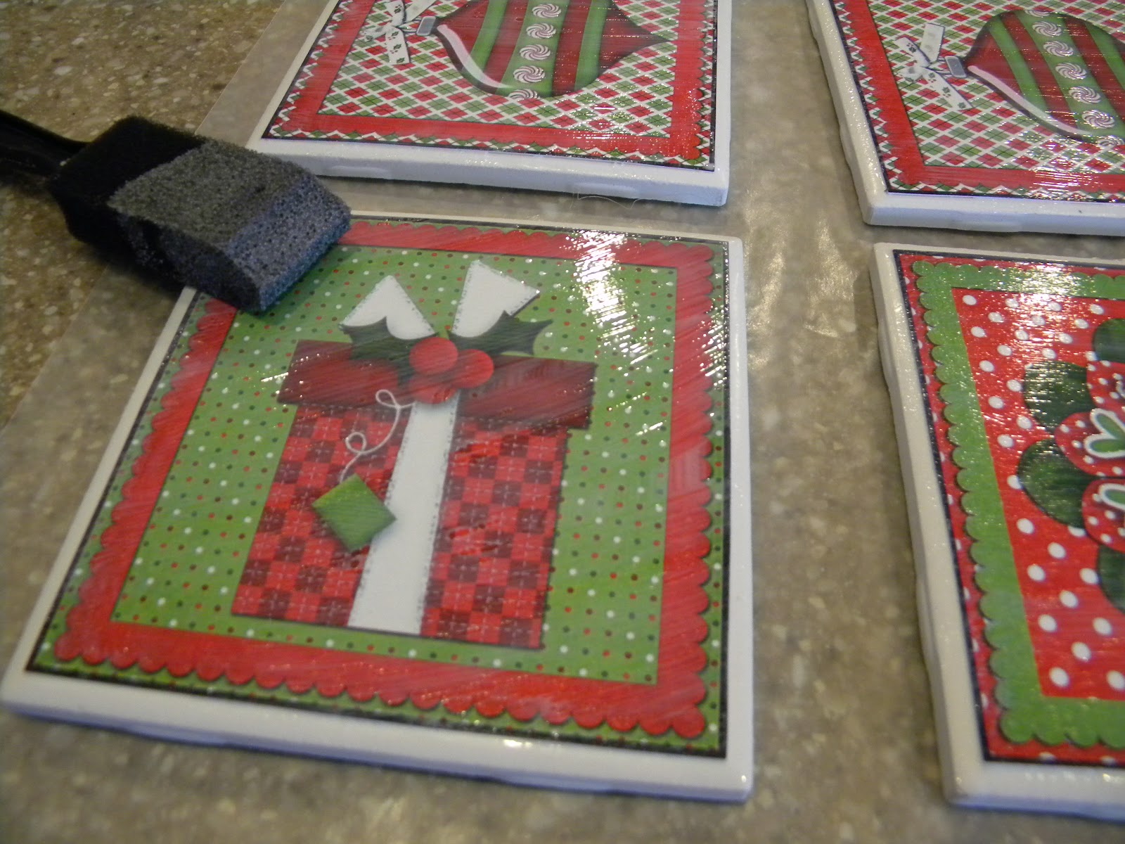 FlipChick Designs: Christmas Tile Coaster Set