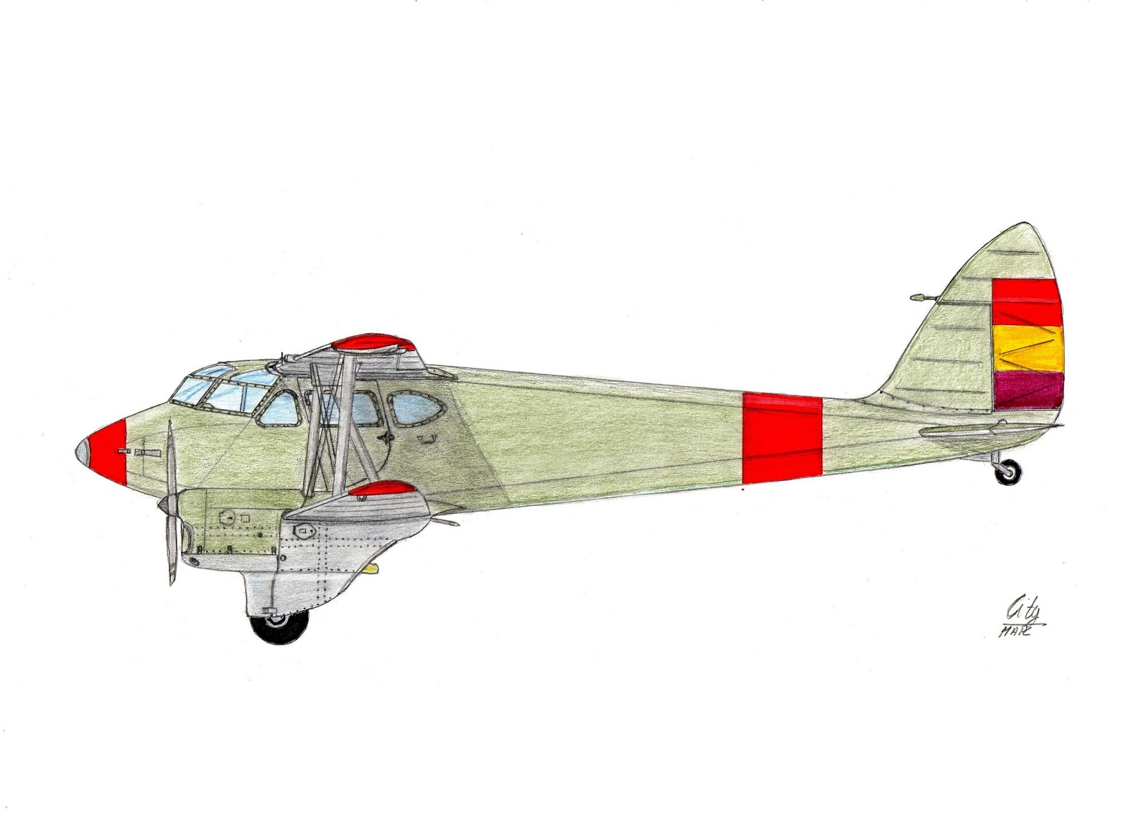 De Havilland DH.90 Dragonfly. Escuela de Polimotores de Totana.