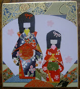 Dark Horse Origami: Shikishi Frames with Japanese dolls - Wall hangers