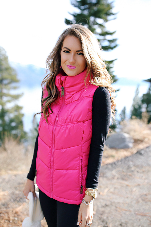 Southern Curls And Pearls Hot Pink Puffer Vest