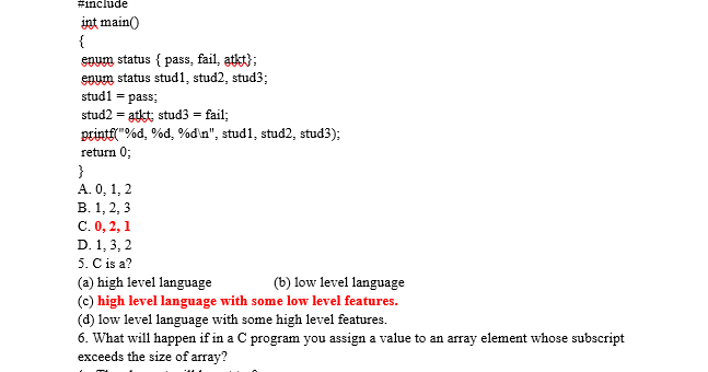 Psc Hsst Computer Science Hsst Cs Programming In C And C Questions