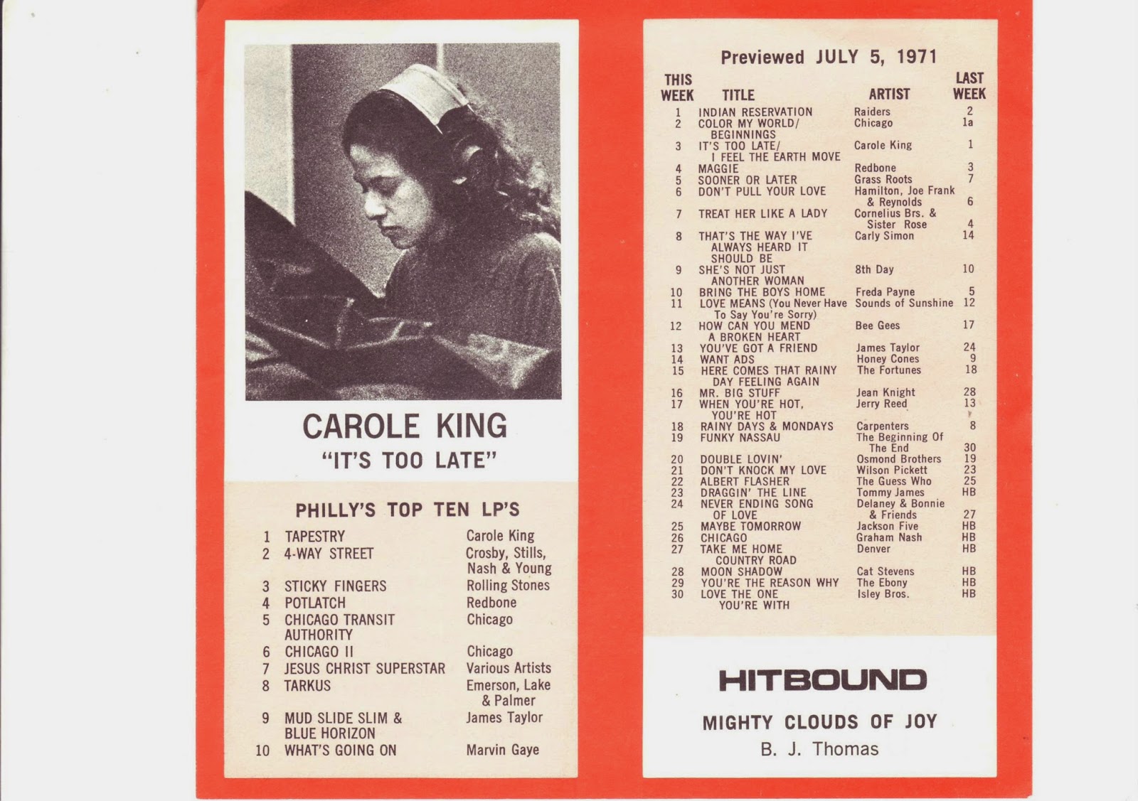 Classic Top 40 Radio: WFIL Philadelphia 7-5-71 music survey with George ...