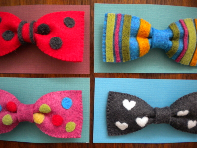 Harujion Design: Needle Felted Bow (Tie) Brooches