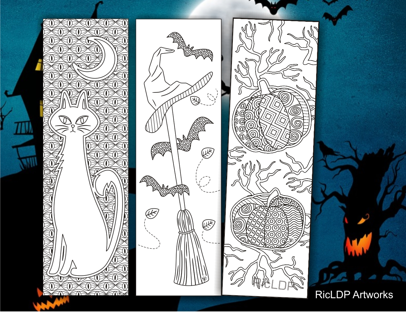RicLDP Artworks: Free Halloween Coloring Bookmarks