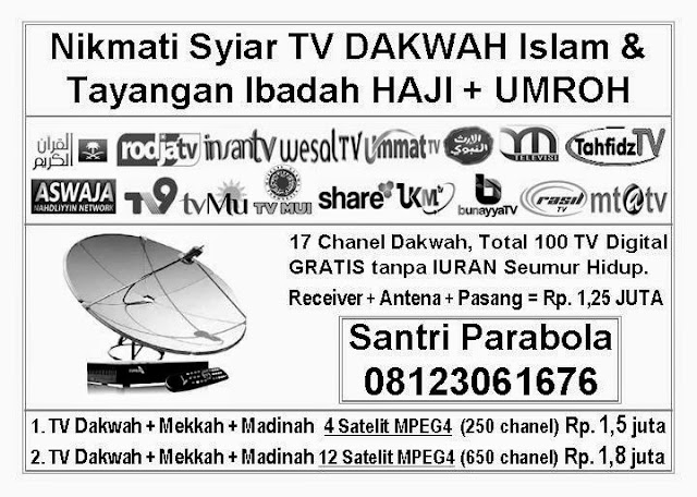 Parabola Mini TV ISLAMI SURABAYA, TV Rodja TV Insan TV Aswaja, Makkah ...