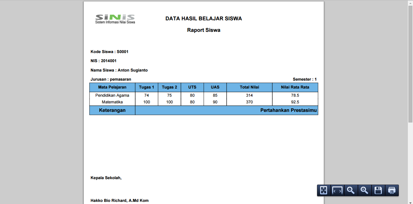 Sistem Informasi Nilai Siswa Sinis Berbasis Web Dengan Php Mysql