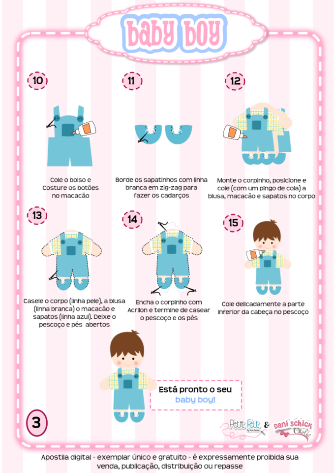 Boneco Menino Baby Boy em Feltro com Molde - Molde para Artesanato ...