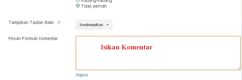 Cara Menampilkan Tulisan Di Atas Kotak Komentar