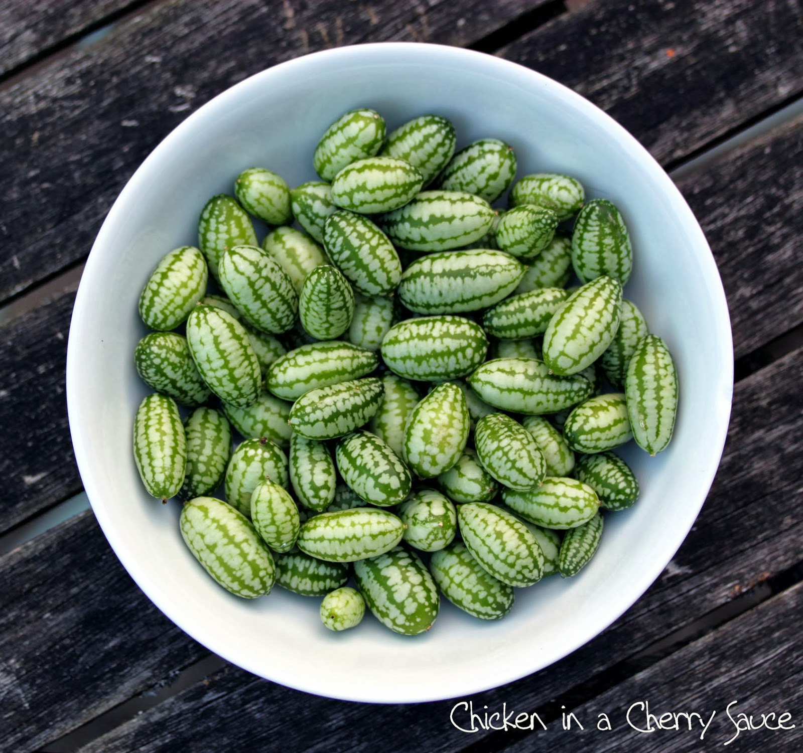Chicken in a Cherry Sauce: Cucamelons