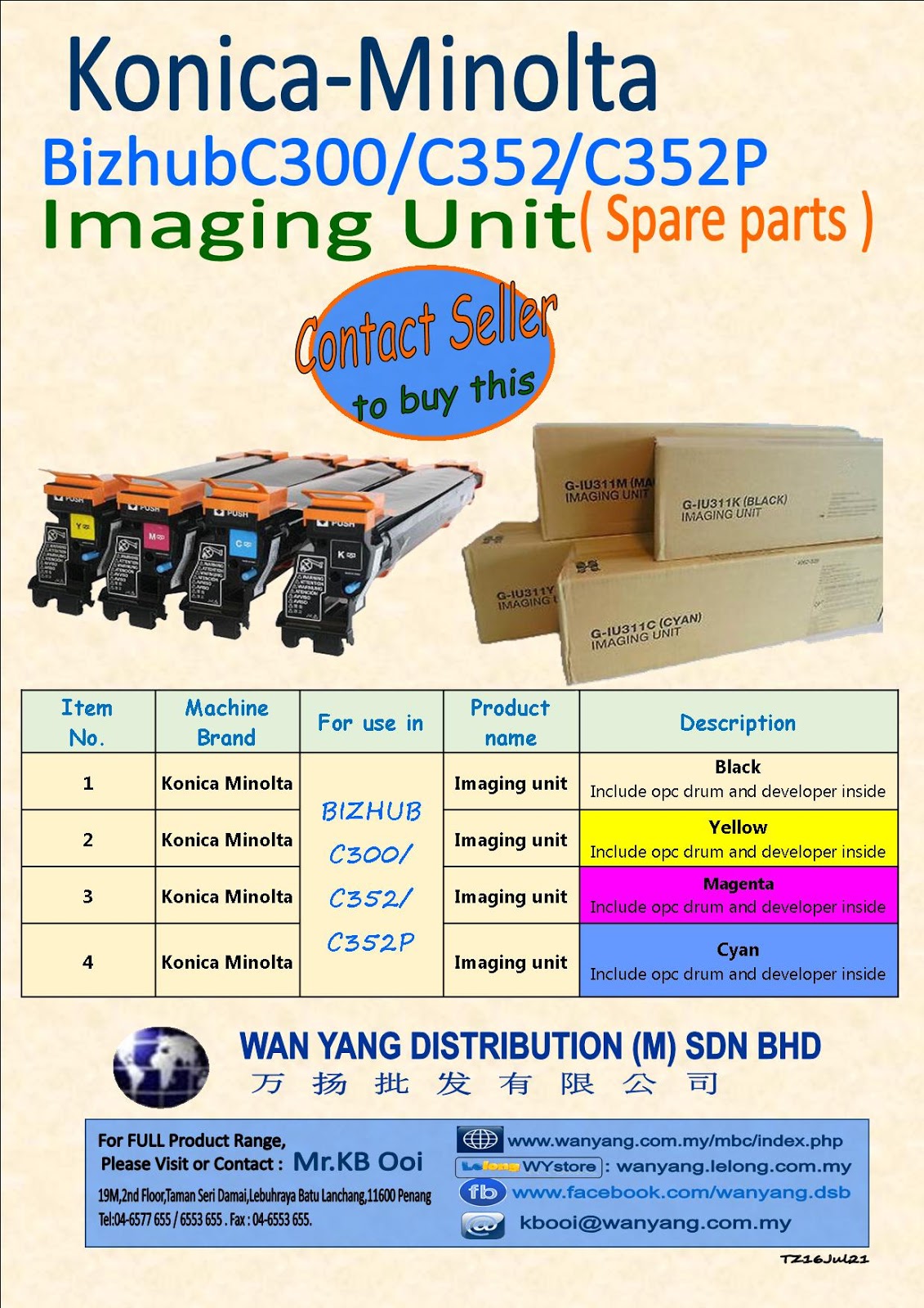 Konica-Minolta Bizhub-C300/352/352p Imaging Unit( Spare parts )