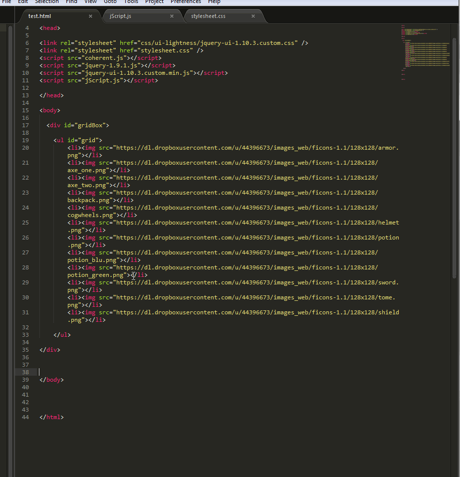 3rd Year Games Design Project: CSS JS HTML - GUI!