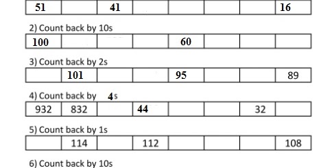 Reverse counting maths worksheet Grade1