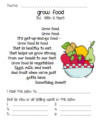 The Very Busy Classroom: Grow Food Poem