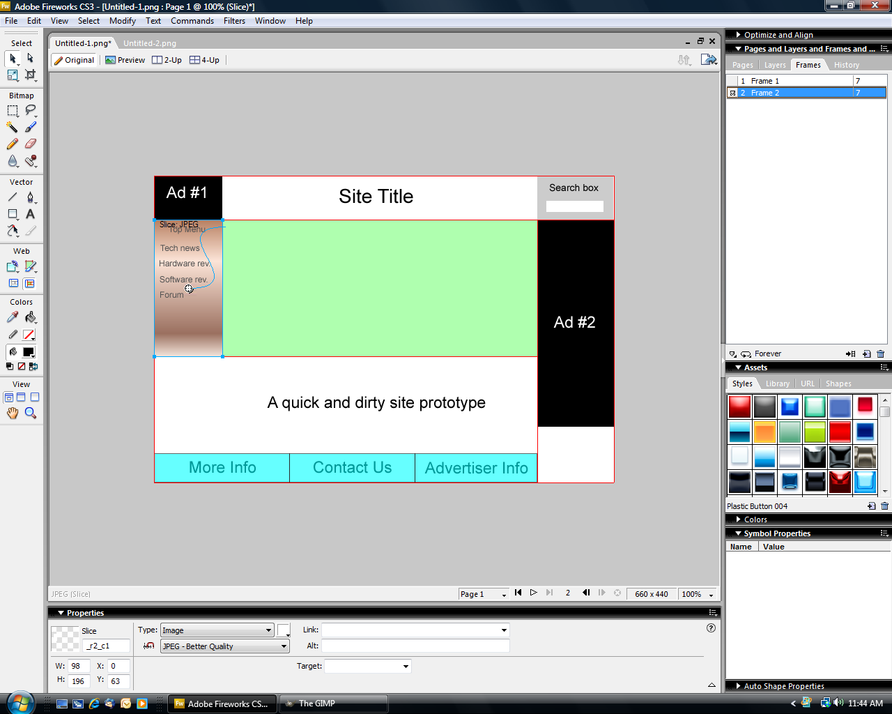 conociendo el manejo de fireworks cs3: Entorno de Fireworks cs3